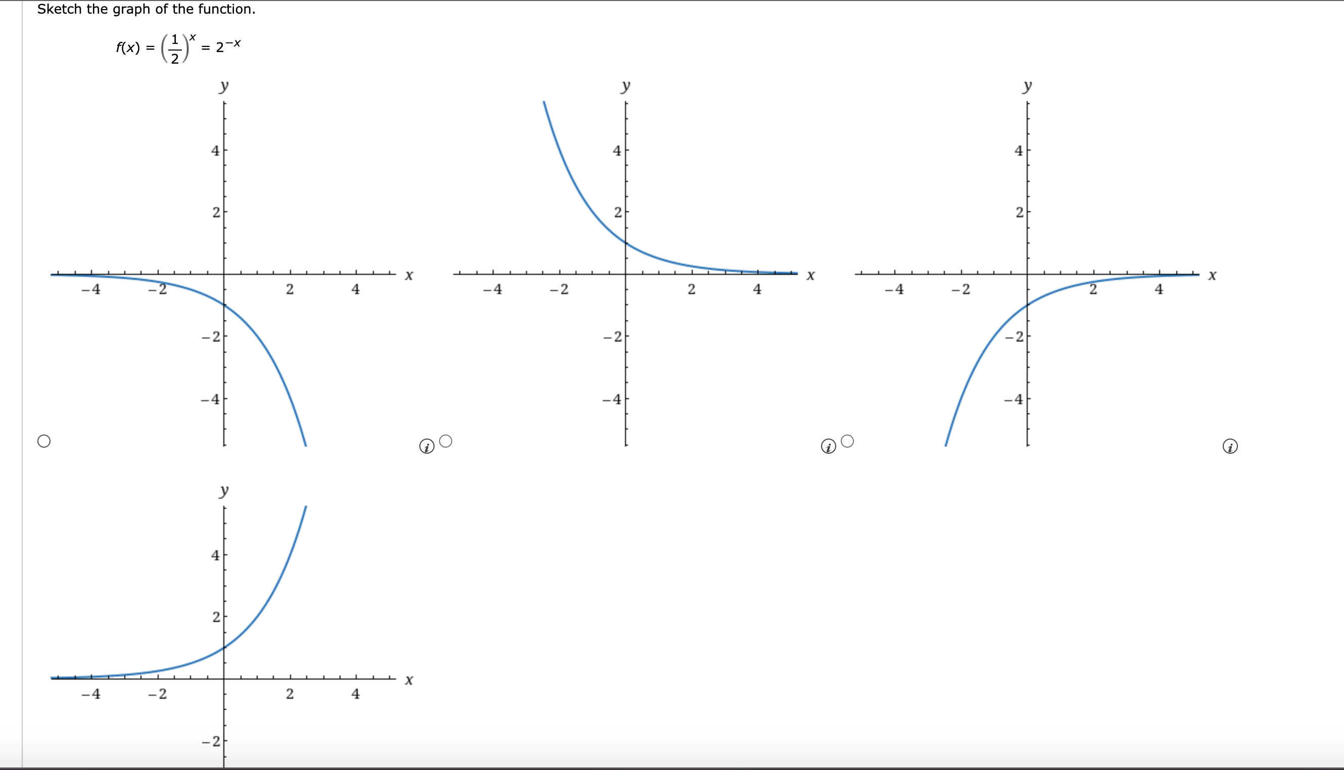 Solved Sketch the graph of the function. f(x)=(21)x=2−x | Chegg.com