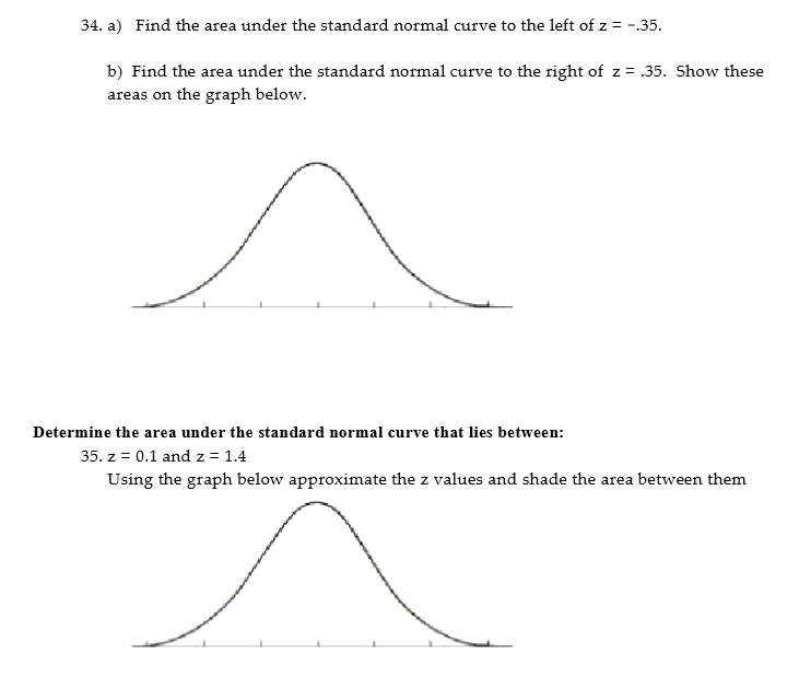 Solved 34. a) Find the area under the standard normal curve | Chegg.com
