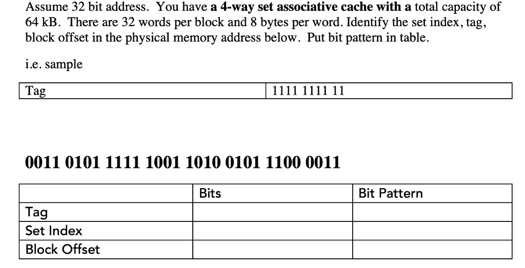 Solved Assume 32 bit address. You have a 4-way set | Chegg.com