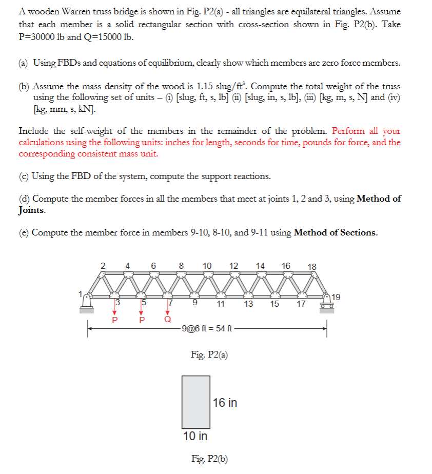 Solved A wooden Warren truss bridge is shown in Fig. P2(a) - | Chegg.com