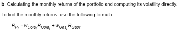 Solved The following table contains monthly returns for Cola | Chegg.com