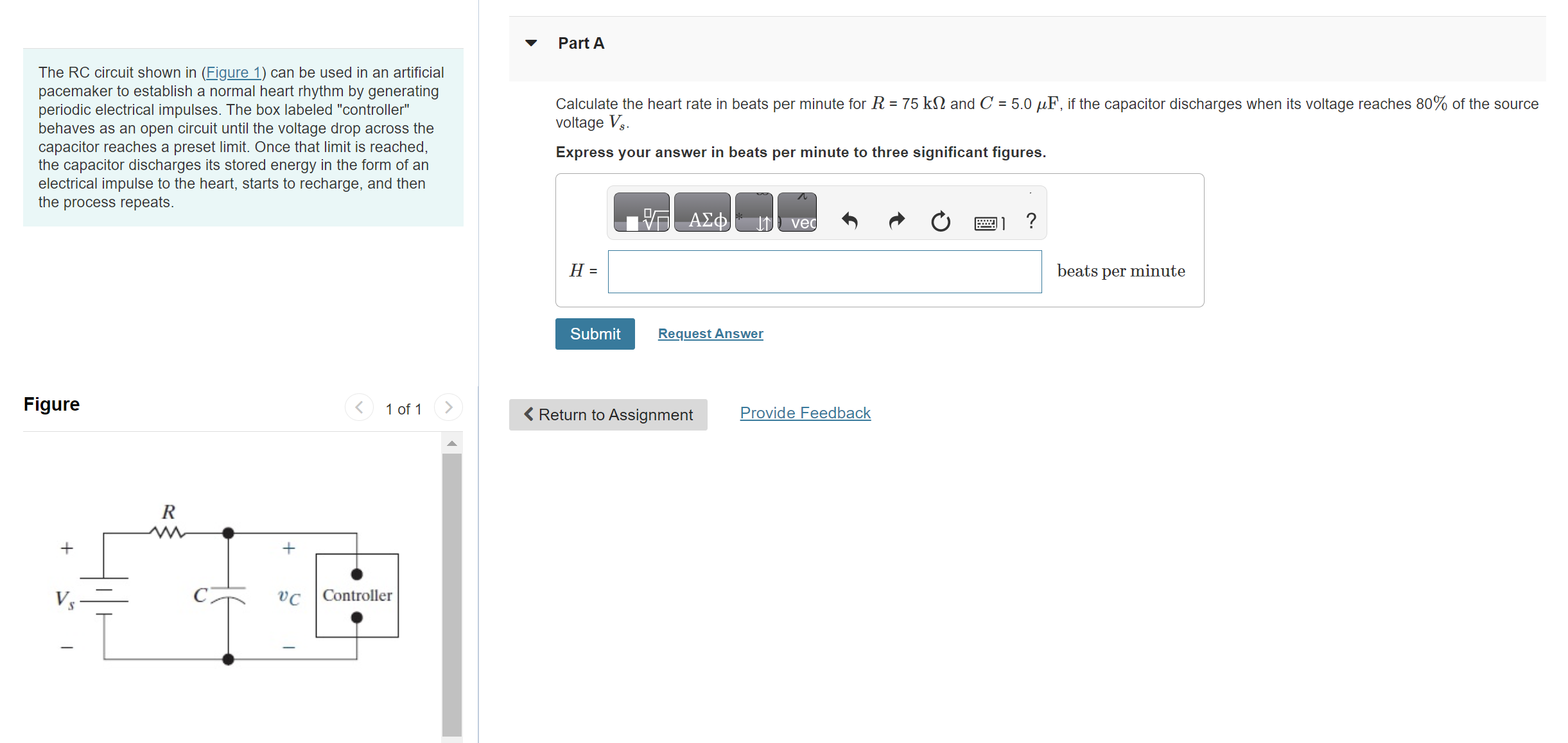 Solved The RC circuit shown in (Figure 1) can be used in an | Chegg.com