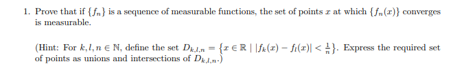 Solved 1 Prove That If {fr} Is A Sequence Of Measurable