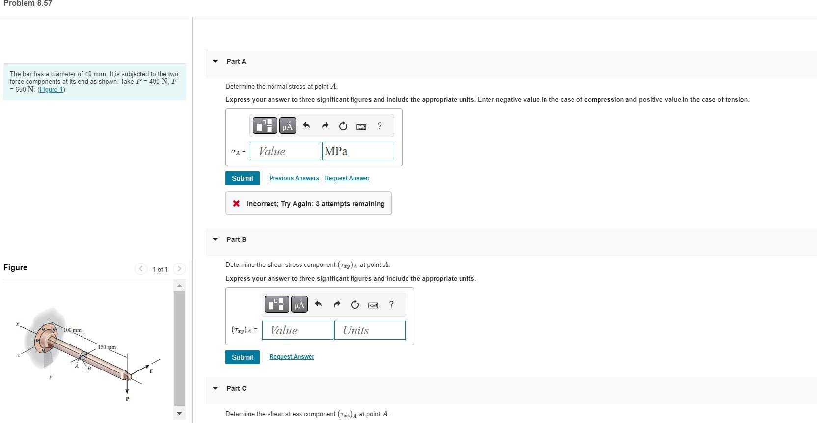 Solved The bar has a diameter of 40 mm. It is subjected to | Chegg.com
