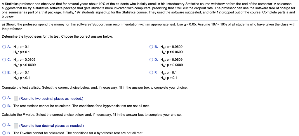 Solved A Statistics professor has observed that for several | Chegg.com