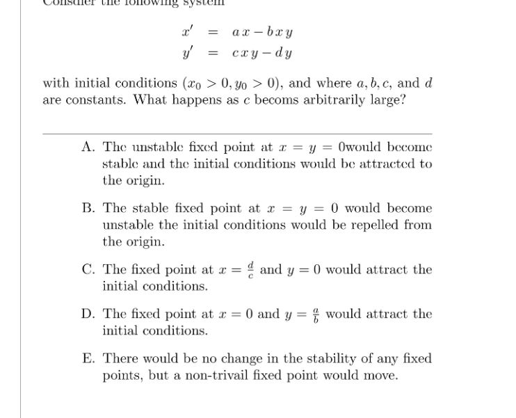 Solved 1118 sys = ax - bxy cay - dy y' with initial | Chegg.com