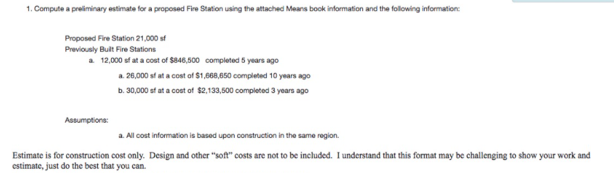 Solved 1. Compute a preliminary estimate for a proposed Fire | Chegg.com