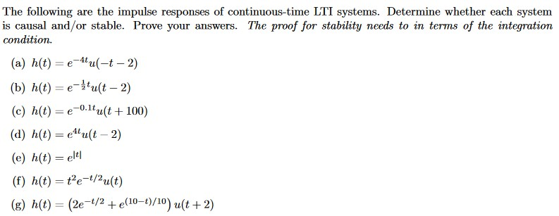 Solved The following are the impulse responses of | Chegg.com