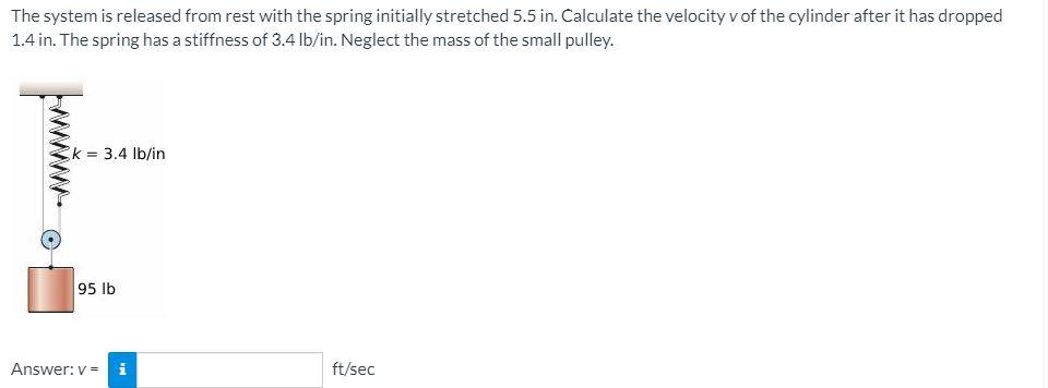 Solved The system is released from rest with the spring | Chegg.com
