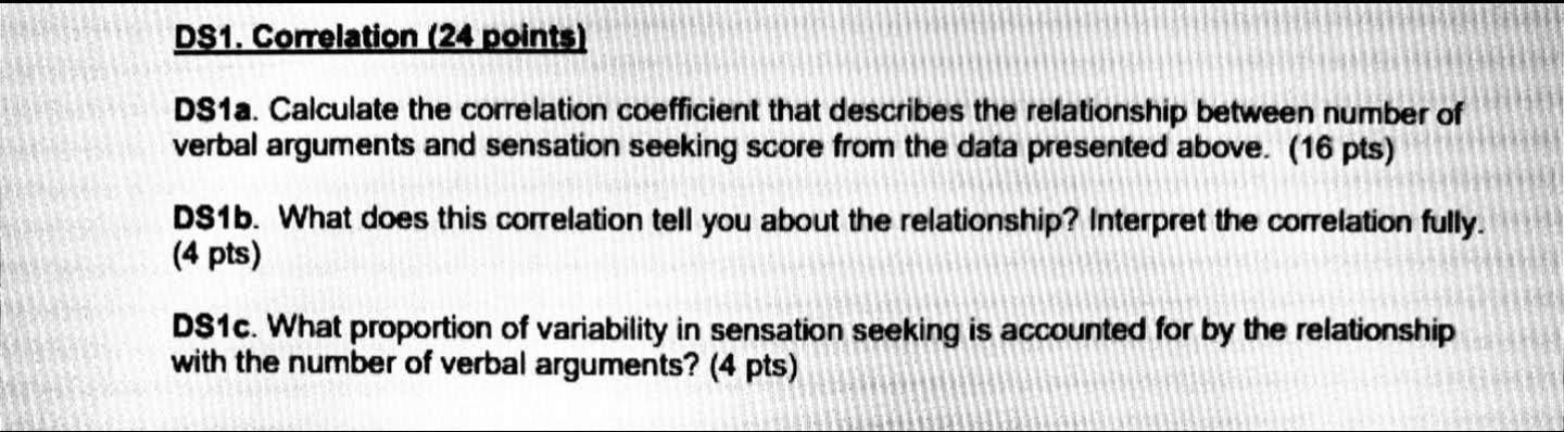 Solved DS1. Correlation (24 points) DS1a. Calculate the | Chegg.com