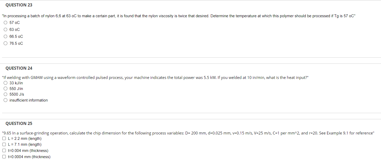 Solved 57 oC 63 oC 66.5 oC 76.5 oC QUESTION 24 "If welding | Chegg.com