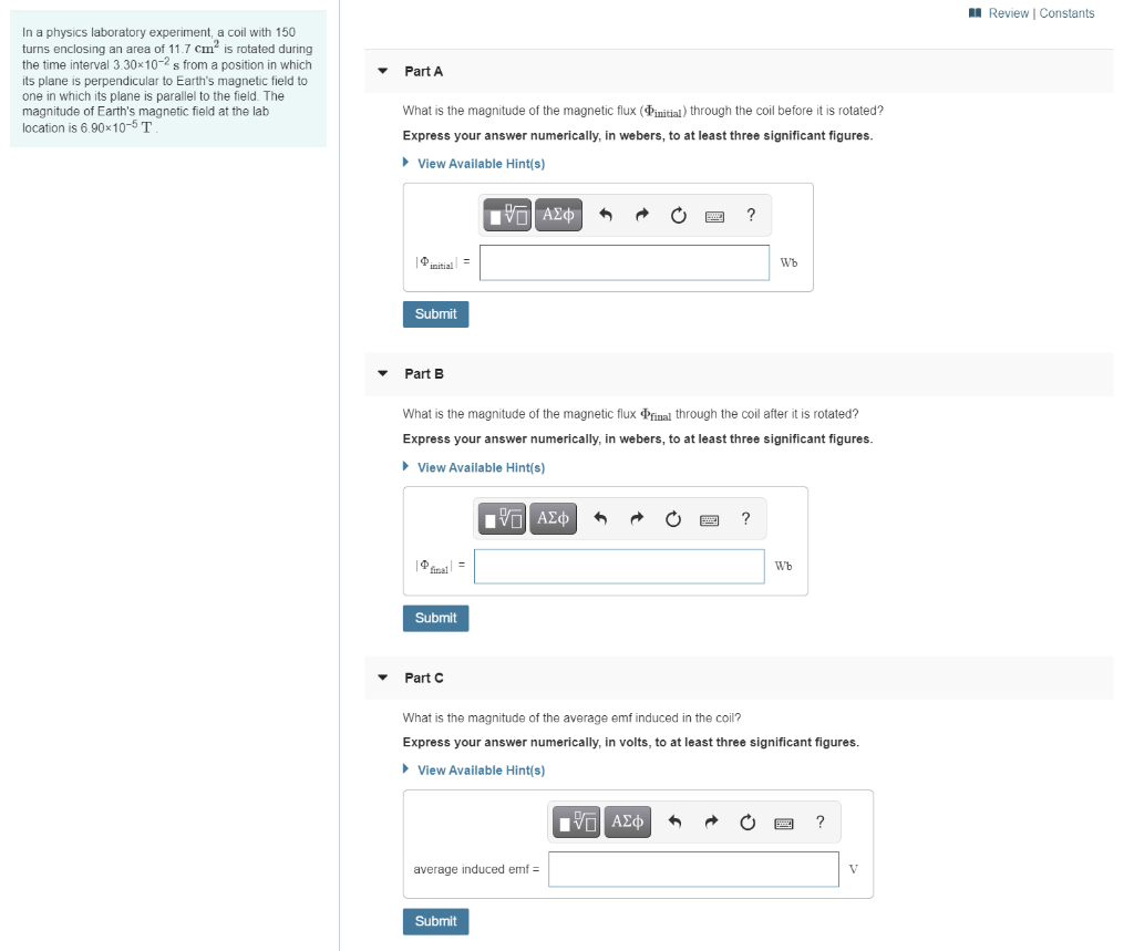 Solved A Review Constants Part A In a physics laboratory | Chegg.com