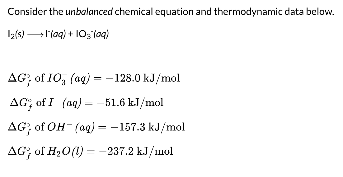Solved Consider the unbalanced chemical equation and | Chegg.com