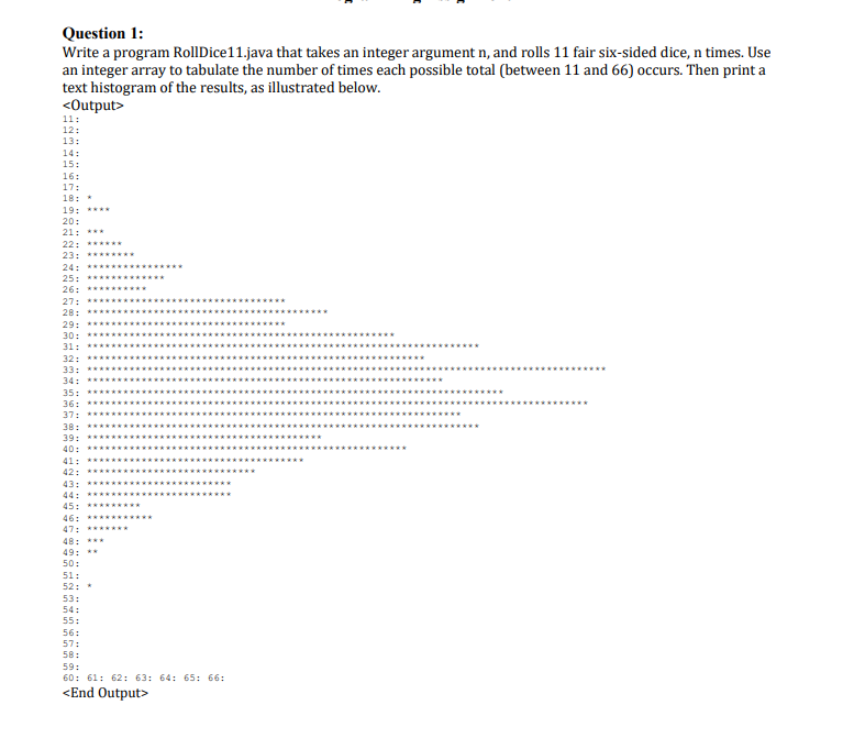 Solved Question 1: Write a program RollDice11.java that | Chegg.com