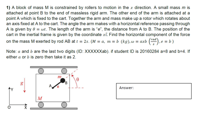 Solved A block of mass M is constrained by rollers to motion | Chegg.com