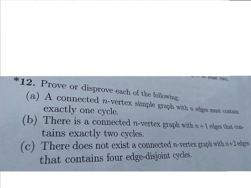Solved *12. Prove or disprove each of the following: (a) A | Chegg.com