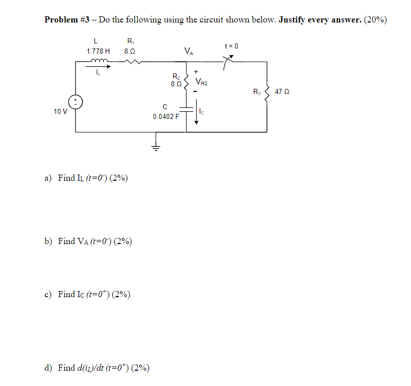 Solved Problem #3 – Do the following using the circuit shown | Chegg.com