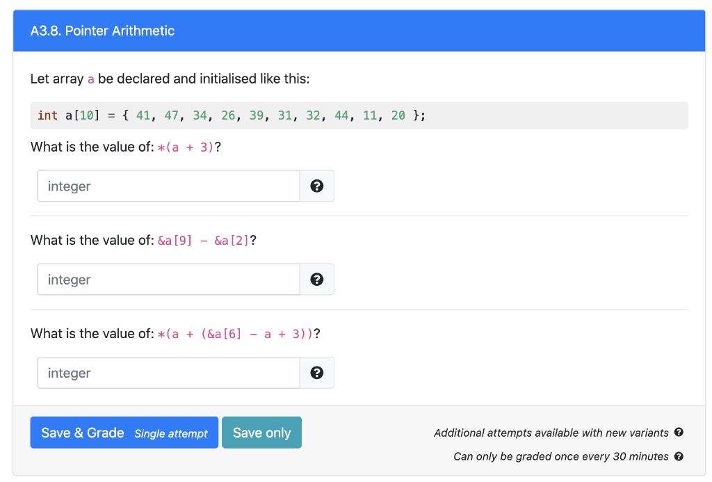 Solved A3.8. Pointer Arithmetic Let array a be declared and | Chegg.com