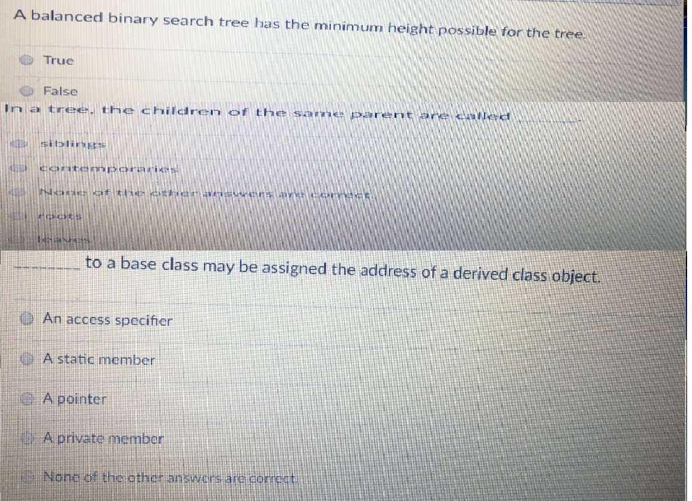 Solved A balanced binary search tree has the minimum height | Chegg.com