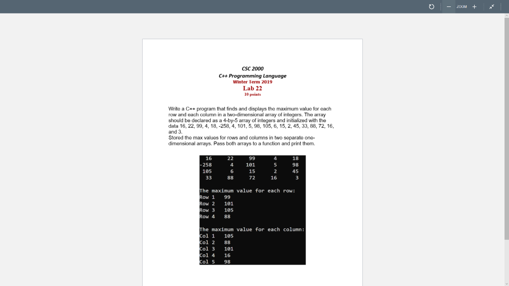 Solved CSC 2000 C++ Programming Language Winter Term 2019 | Chegg.com
