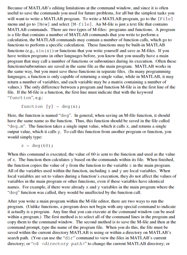 Solved MATLAB is a software package for high-performance | Chegg.com