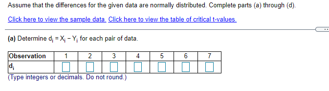 Solved Assume that the differences for the given data are | Chegg.com