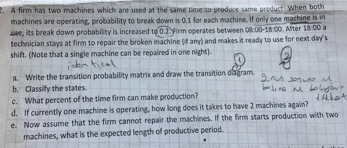 2. A firm has two machines which are used at the same | Chegg.com