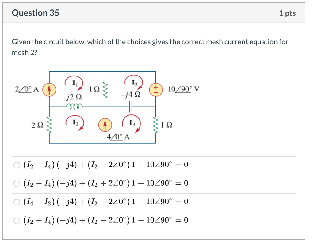 Solved Question 35 1 pts Given the circuit below, which of | Chegg.com