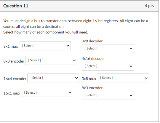 Solved Question 11 4 pts You must design a bus to transfer | Chegg.com
