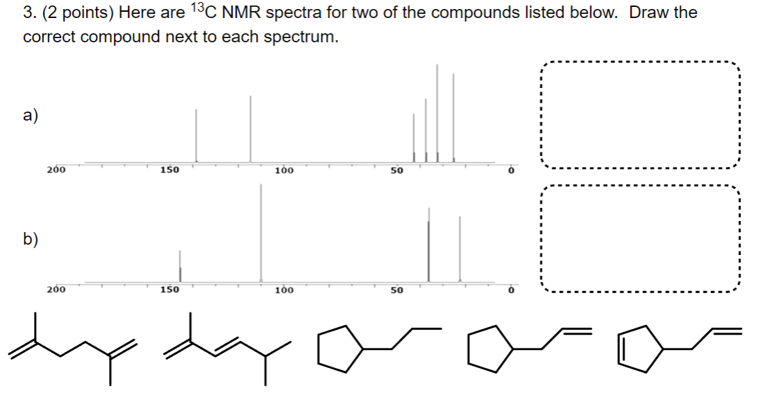 Solved 3. (2 points) Here are 13C NMR spectra for two of the | Chegg.com