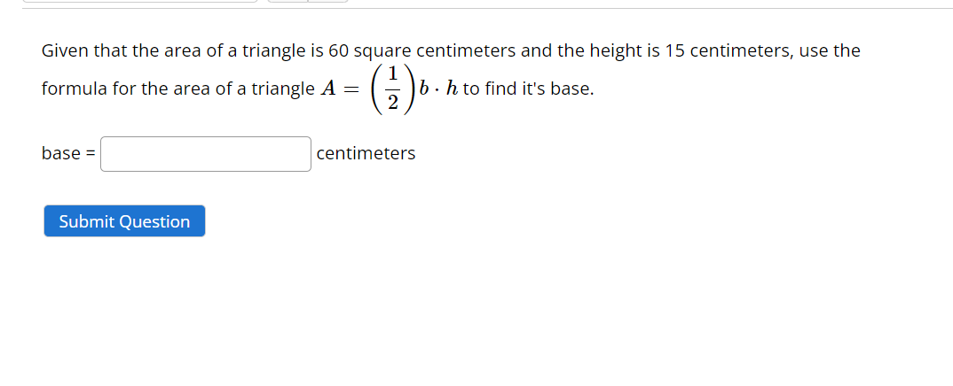 Solved Given that the area of a triangle is 60 square | Chegg.com