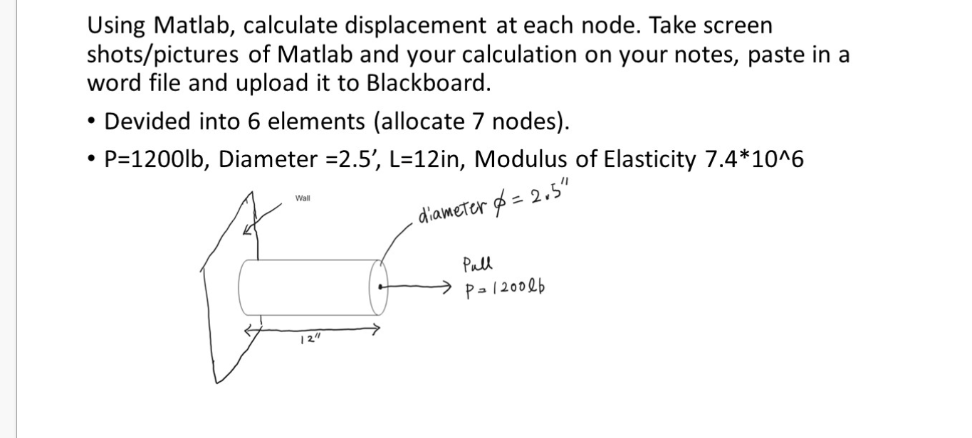 Solved Using Matlab Calculate Displacement At Each Node 