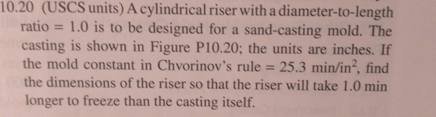 Solved 10.20 (USCS units) A cylindrical riser with a | Chegg.com