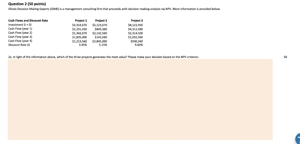 Solved Question 2 (50 points) Illinois Decision Making | Chegg.com