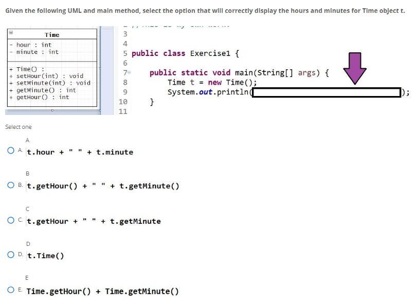 Solved GIven the following UML and maIn method, select the | Chegg.com