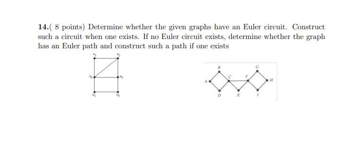 Solved Determine whether the given graphs have an Euler | Chegg.com