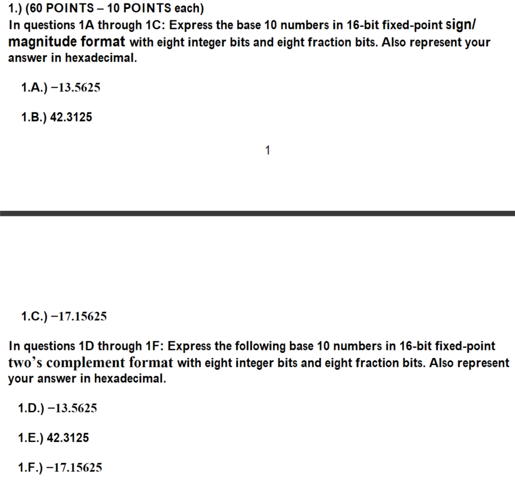 Solved In questions 1A through 1C: Express the base 10 | Chegg.com