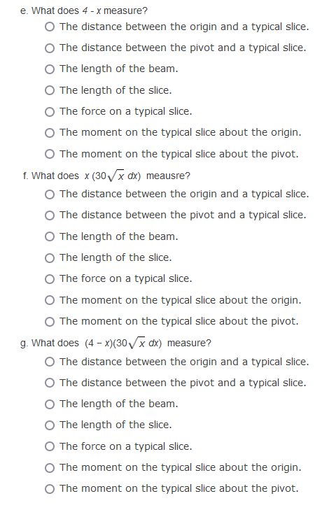 Solved A 4 meter beam carries a distributed load of w(x) = | Chegg.com