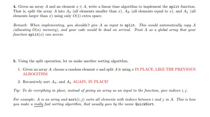 Given an array A and an element xinA, write a linear | Chegg.com