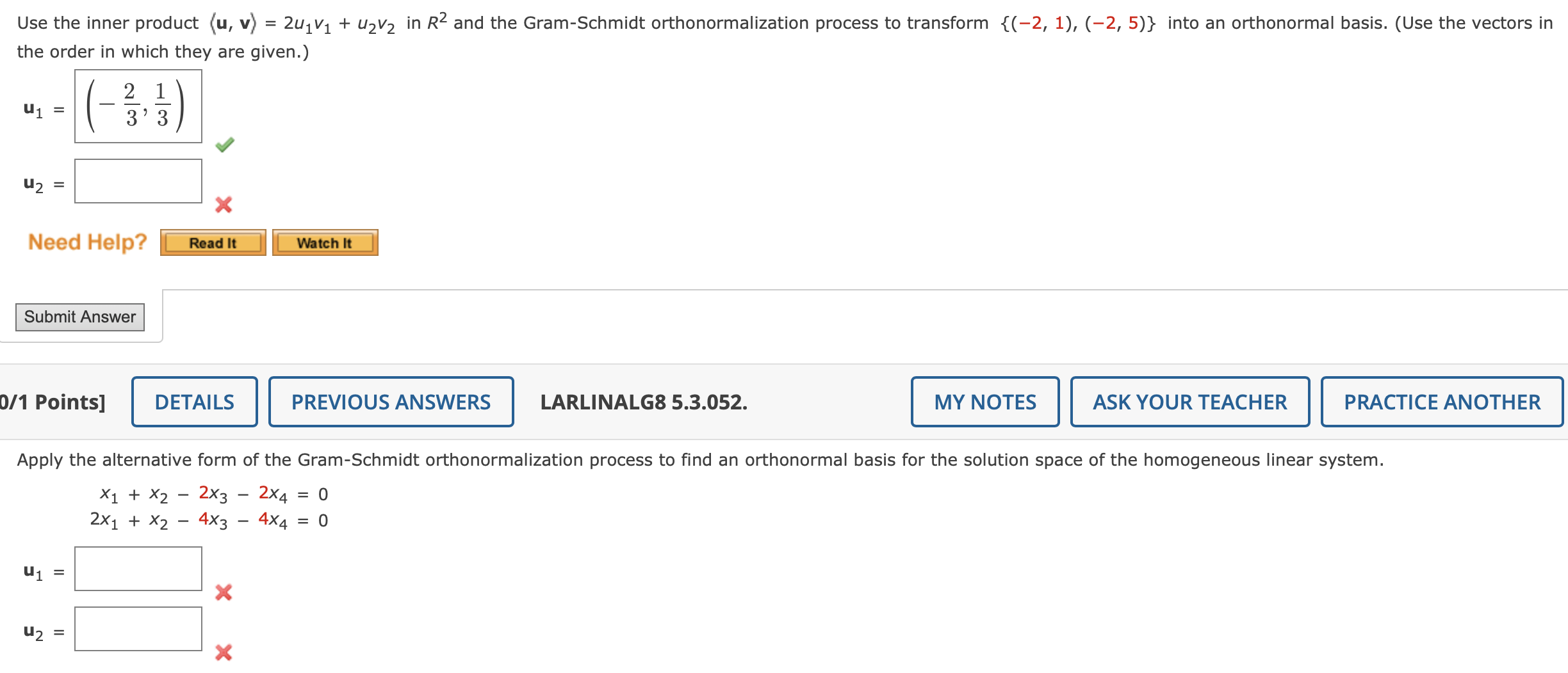 Solved Use the inner product u, ﻿v= 2u1v1 + ﻿u2v2 ﻿in R2 | Chegg.com
