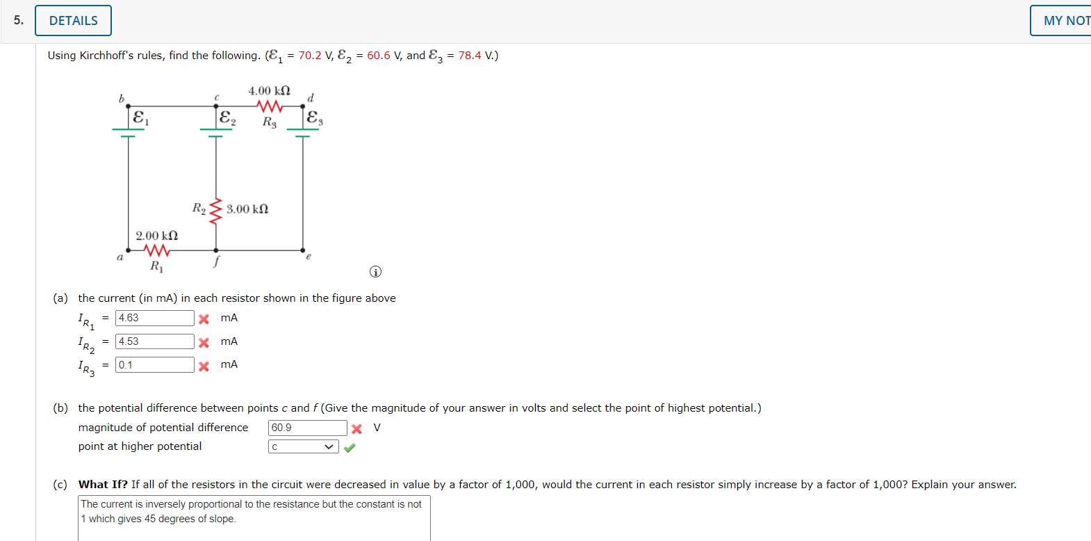 Solved Using Kirchhoff's rules, find the following. ( | Chegg.com