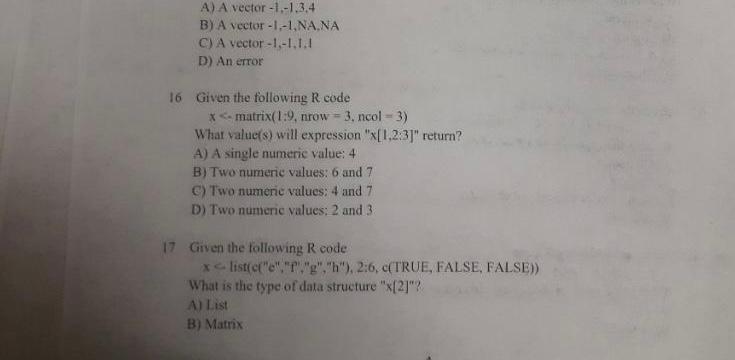 Solved A) A vector −1,−1,3,4 B) A vector - 1,-1, NA, NA C) A | Chegg.com