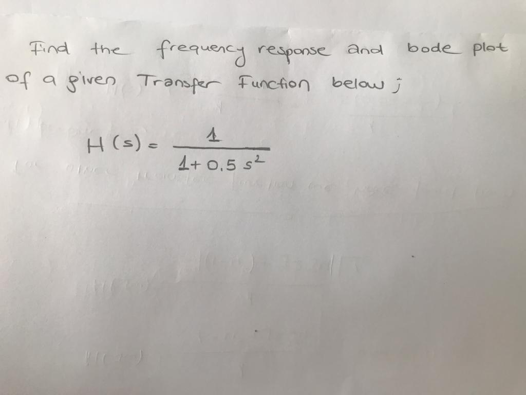 Solved Find the frequency frequency response and bode plot | Chegg.com