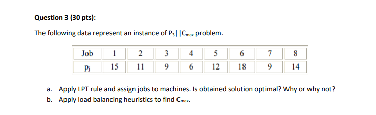 Question 3 (30 pts): The following data represent an | Chegg.com