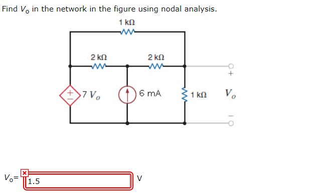 Solved Find Vo in the network in the figure using nodal | Chegg.com