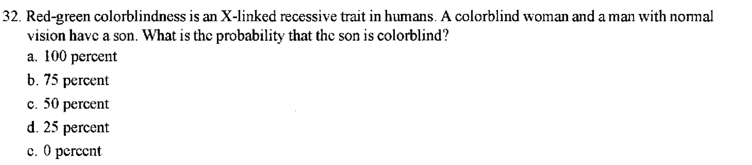 Solved Red-green colorblindness is an X-linked recessive | Chegg.com