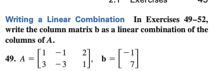 Writing a Linear Combination In Exercises 49-52,write | Chegg.com