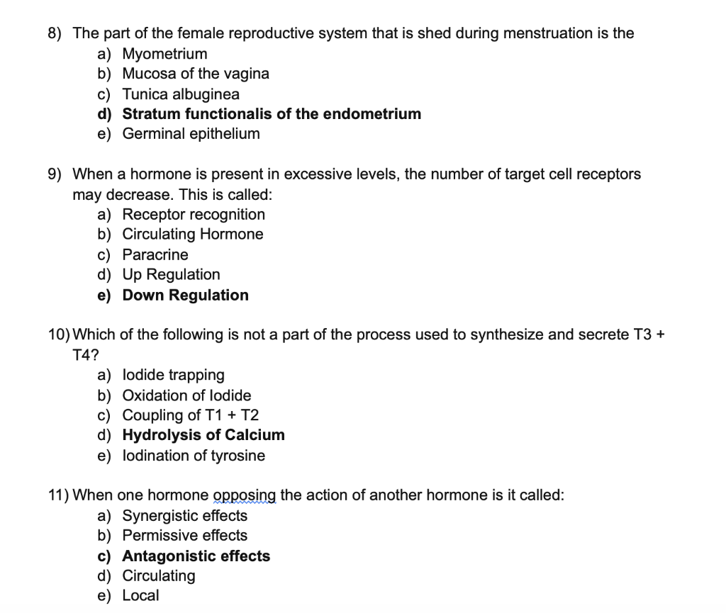 Solved 8) The part of the female reproductive system that is | Chegg.com