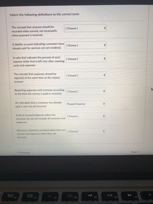 Solved Match the following definitions to the correct term: | Chegg.com