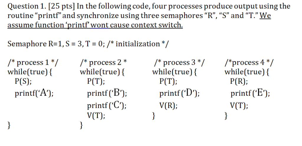 Solved a) How many A and B’s are printed when this set of | Chegg.com